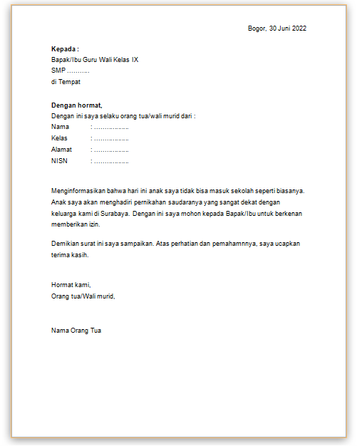 Cara Membuat Surat Izin Sekolah Karena Sakit atau Keluar Kota – TEKNO ...